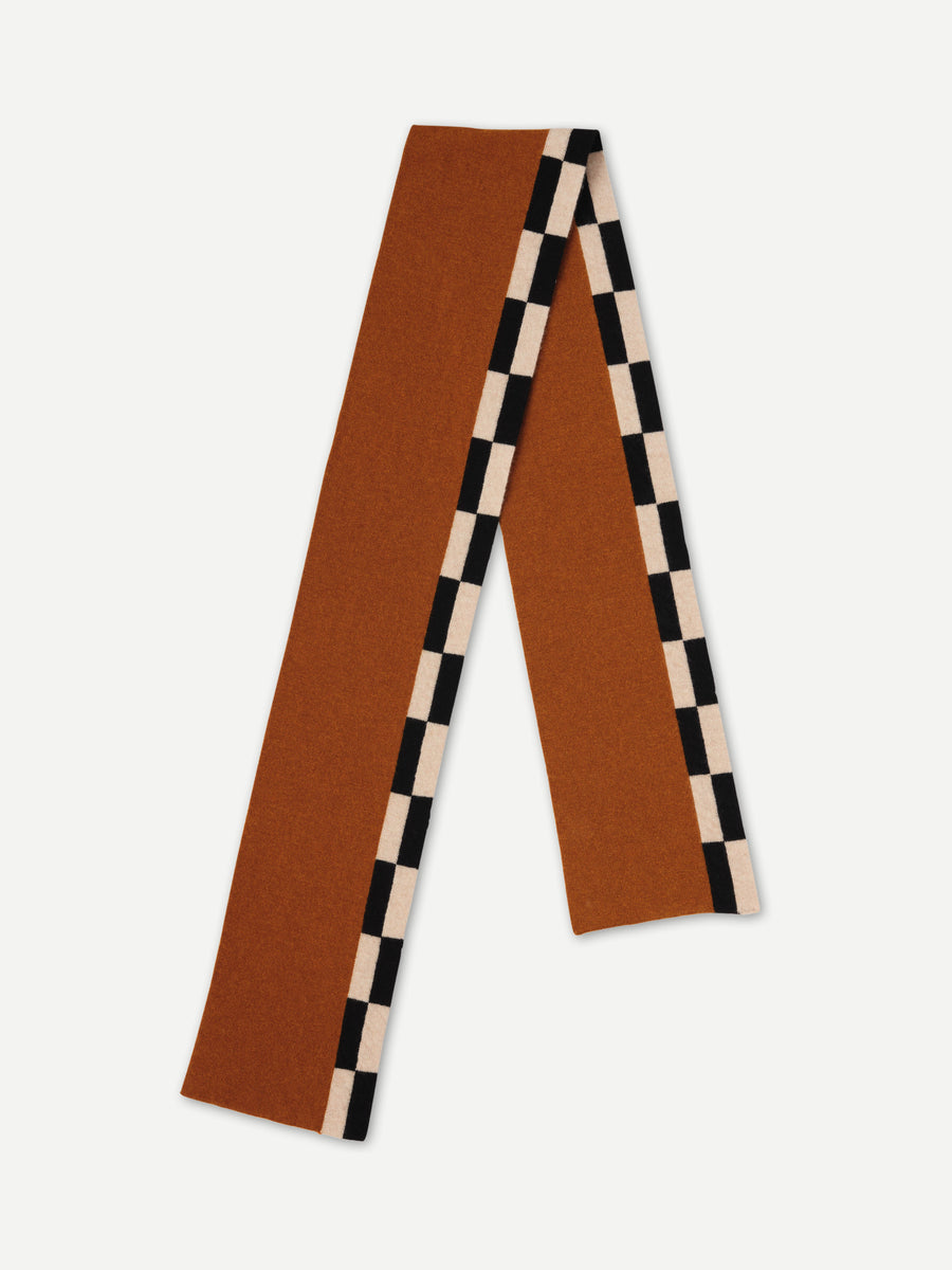 Jo Gordon Knitwear | Chequered Edge Scarf Cumin