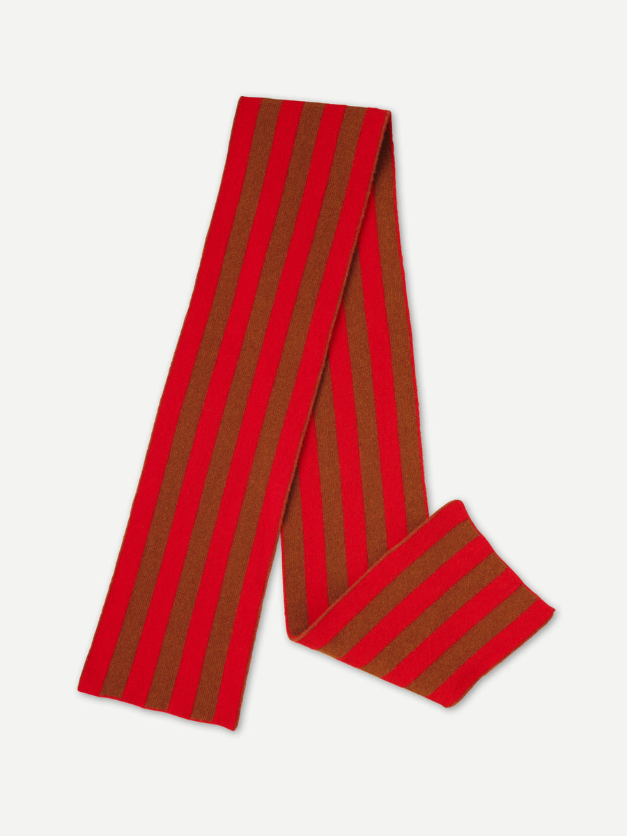 Jo Gordon Knitwear | Brushed Vertical Stripe Scarf Poppy & Cumin