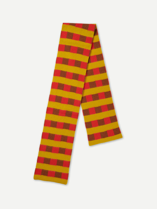 BRUSHED CHECK AND STRIPE SCARF POPPY & CUMIN – Jo Gordon