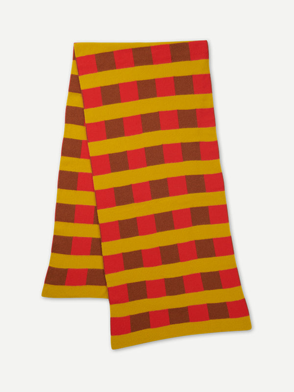 CHECK & STRIPE BRUSHED BLANKET SCARF POPPY & CUMIN – Jo Gordon
